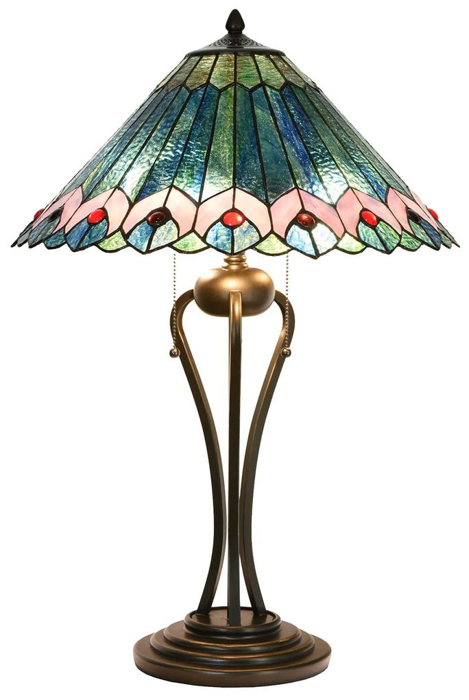 Stolní lampa Tiffany Émeraude – Ø 48*73 cm