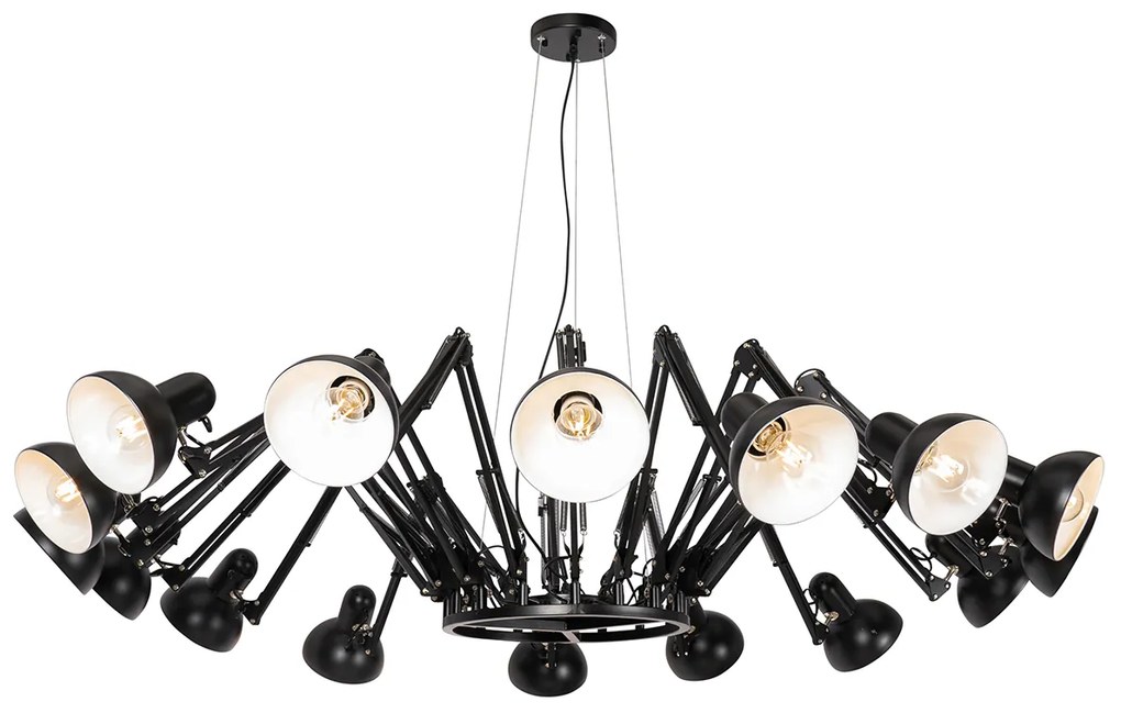 Chytré závěsné svítidlo černé 16 světel nastavitelné vč. 16 Wifi A60 - Hobby Spinne