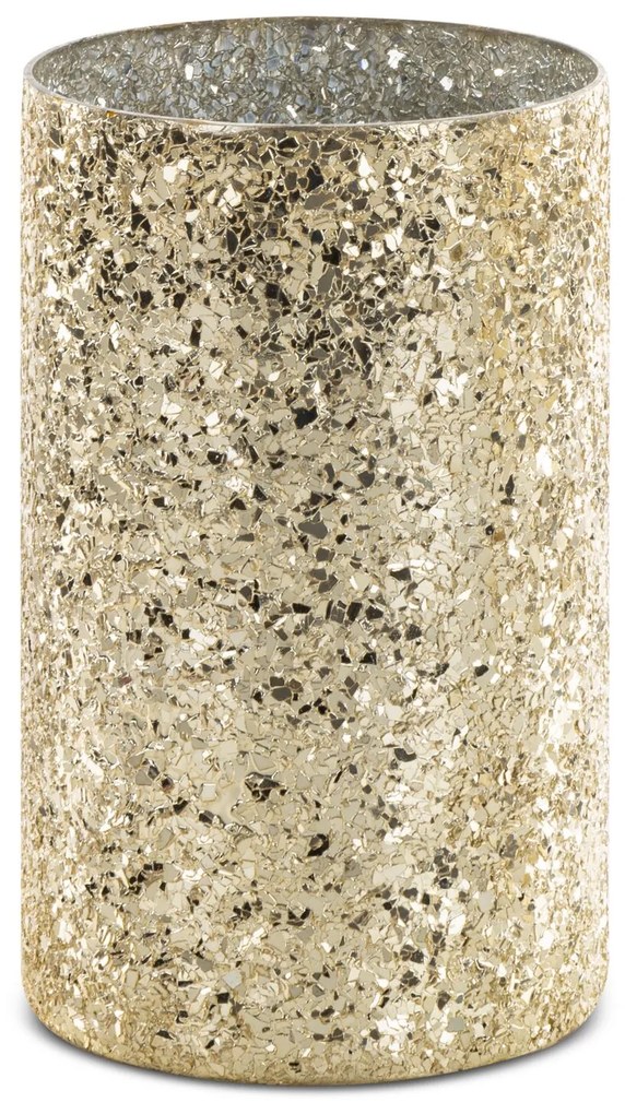 SKLENĚNÁ VÁZA MELIA 12X21 CM ZLATÁ