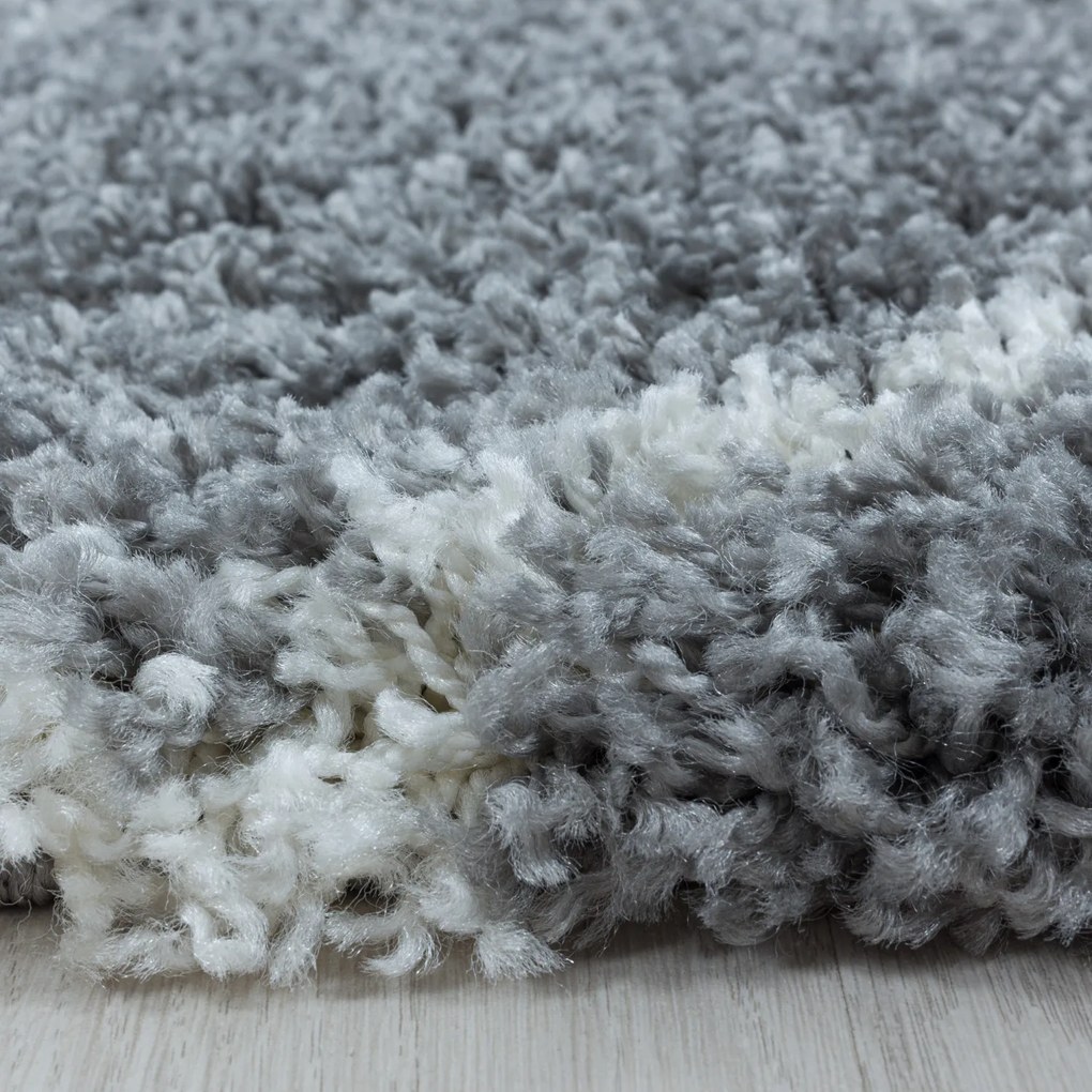 Ayyildiz, Kusový koberec Alvor Shaggy 3401 grey kruh, 80x80 (průměr) kruh, šedá, ložnice