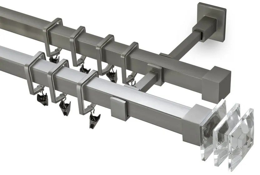 GARNÝŽE-HEBR Garnýž Crystal matná stříbrná dvojitá 400 cm