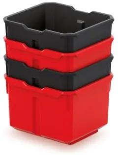 Sada 4 plastových boxů na nářadí X BLOCK BOX 157x140x210 černé/červené