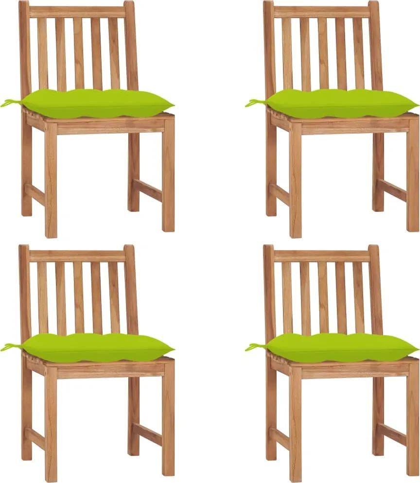 vidaXL Zahradní židle 4 ks s poduškami masivní teak [3073103] Barva: Jasně zelená