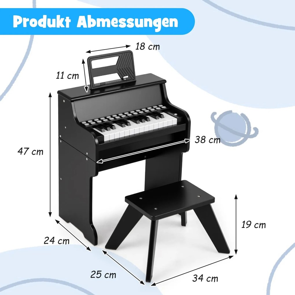 Costway 25 Keys Mini Digital Piano se stoličkou Dětské piano