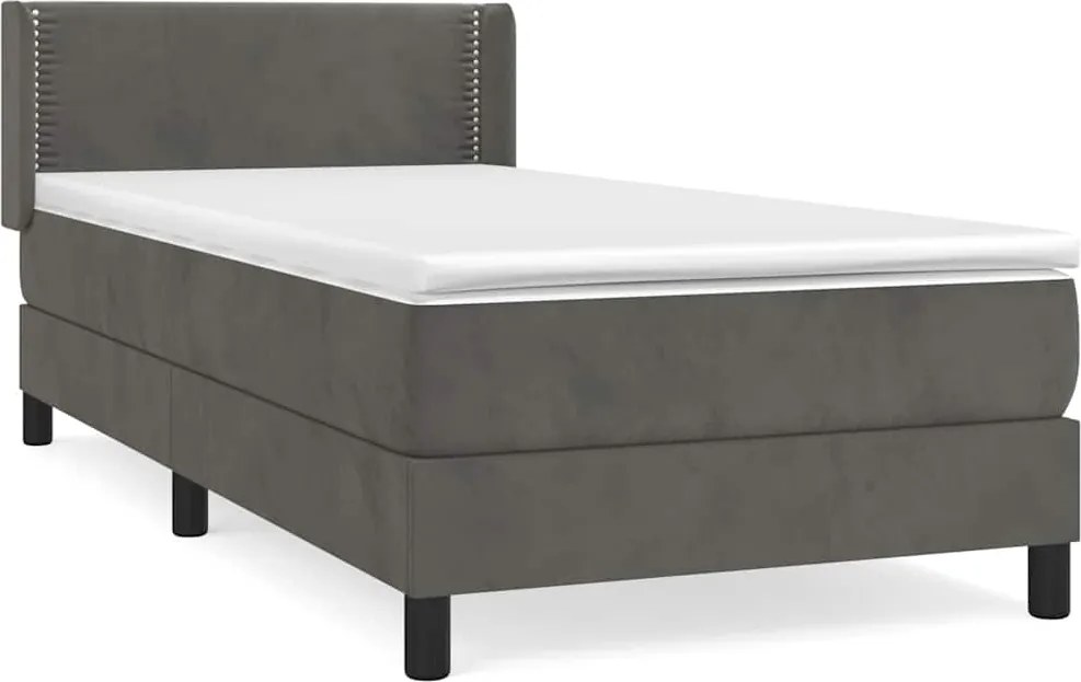 Box spring postel s matrací tmavě šedá 90x190 cm samet 3130872