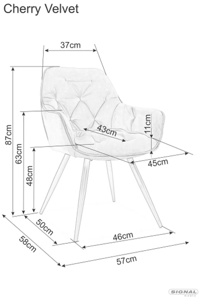 Jídelní křeslo Cherry Velvet - výběr z 8 provedení
