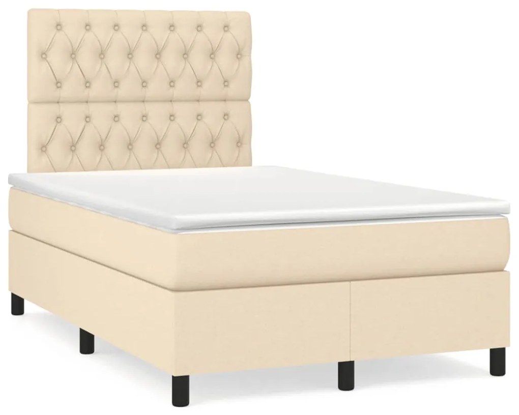 Box spring postel s matrací a LED krémová 120x190 cm textil 3270223