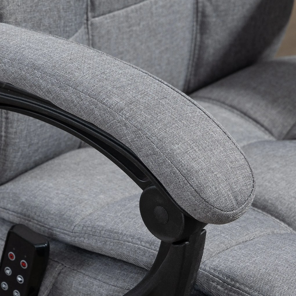Kancelářská židle Vinsetto s masážní funkcí ergonomická výškově nastavitelná s bederním vyhříváním podnožka podhlavník polyester šedá 66x76x112-120cm…