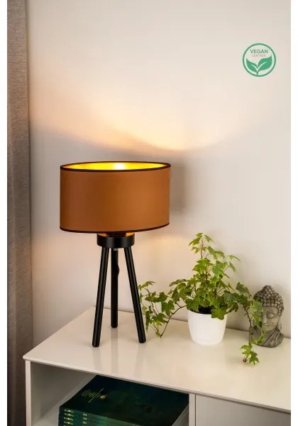 Duolla - Stolní lampa OVAL VEGAN 1xE27/15W/230V pr. 30 cm hnědá