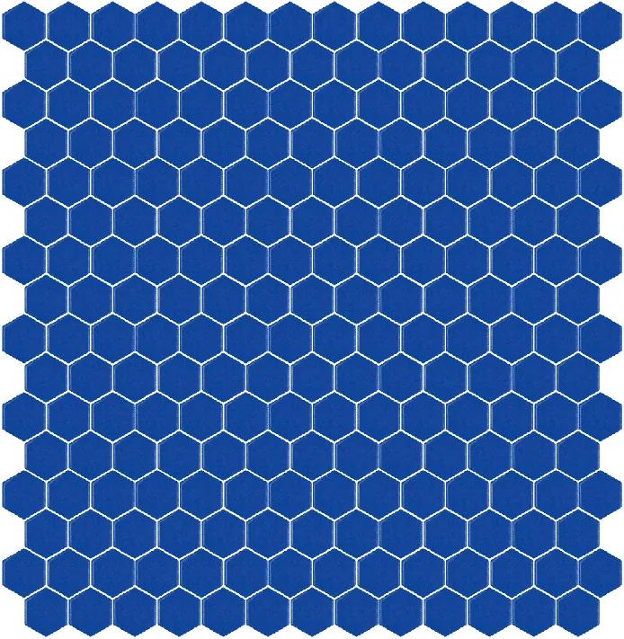 Hisbalit Skleněná mozaika modrá Mozaika 320C SATINATO hexagony 2,3x2,6 (33,33x33,33) cm - HEX320CLH