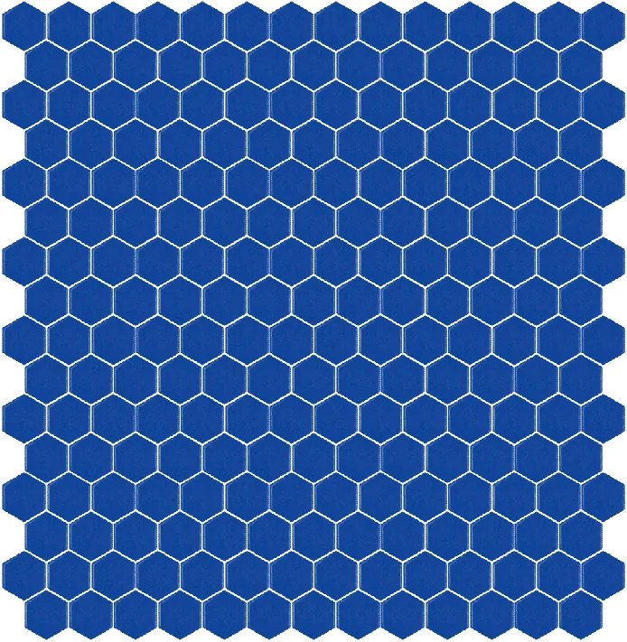 Hisbalit Obklad skleněná modrá Mozaika 320C MAT hexagony  hexagony 2,3x2,6 (33,33x33,33) cm - HEX320CMH