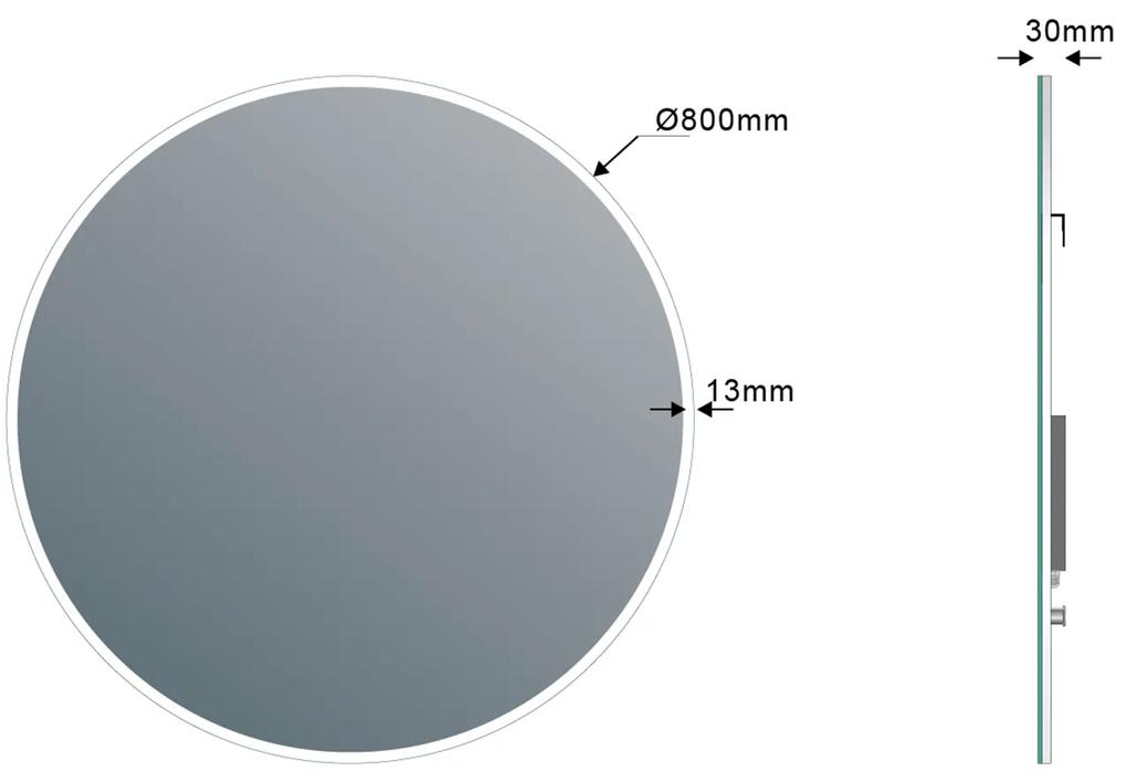 Sapho, VISO LED podsvícené kulaté zrcadlo průměr 80cm s policí, bílá mat, VS080-01