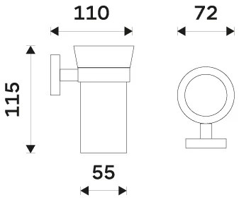 Nástěnný držák na zubní kartáčky s keramickým pohárkem, držák crom NIMCO UNIX UN 13058KU-26