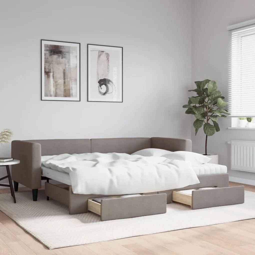Válenda s přistýlkou a zásuvkami taupe 80 x 200 cm textil 3196630