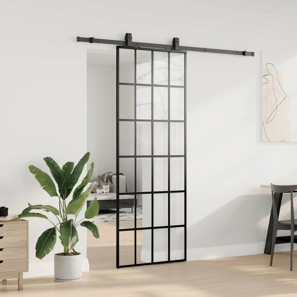 Posuvné dveře se sadou kování černé 76x205 cm ESG Glass 3375853