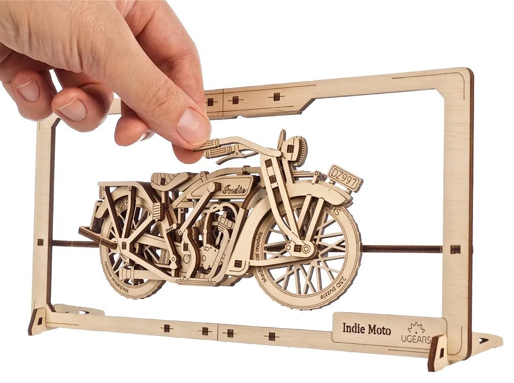 Ugears 2,5D dřevěné mechanické puzzle Indie Moto