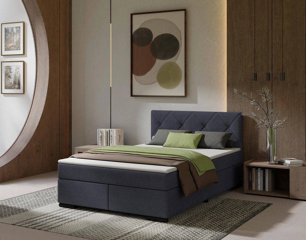 XXXLutz POSTEL BOXSPRING, 140/220 cm, antracitová MID.YOU - Jednolůžkové postele - 002784001264