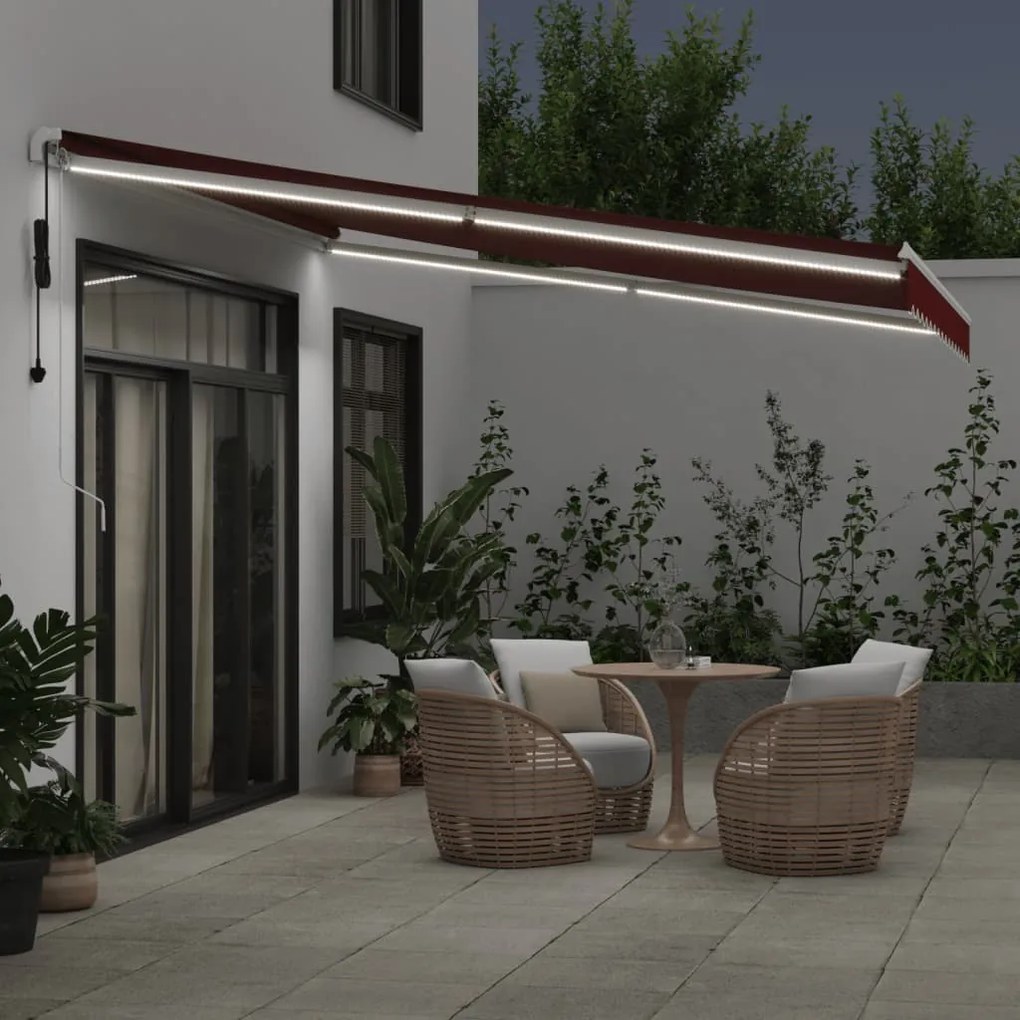 Automatická zatahovací markýza s LED burgundská 400 x 350 cm 3214985