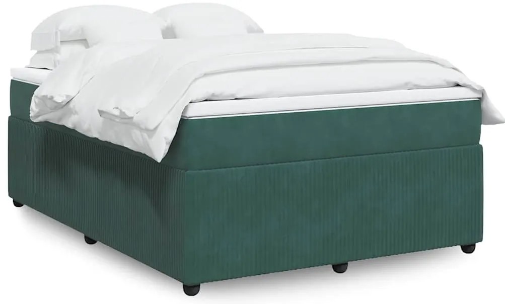 Box spring postel s matrací tmavě zelená 140x190 cm samet 3285641