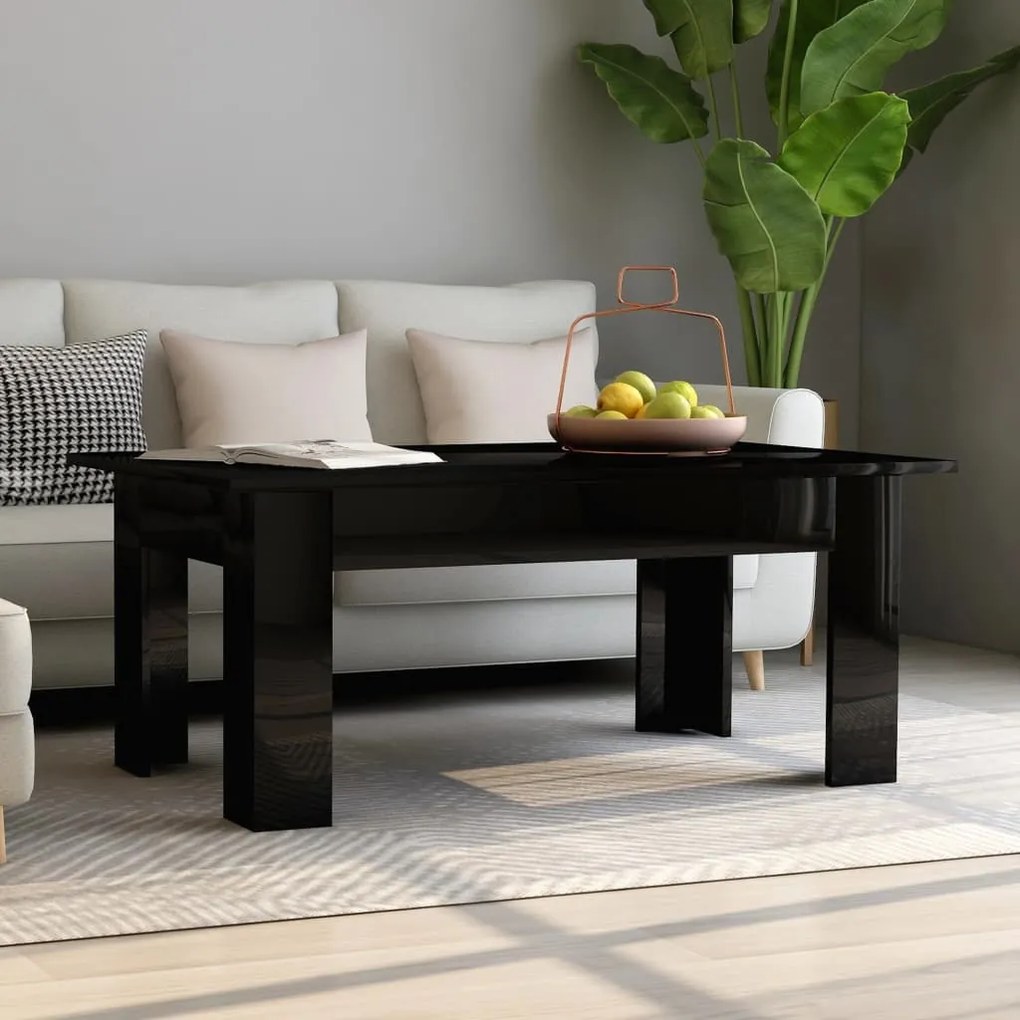 801186 vidaXL Konferenční stolek černý vysoký lesk 100x60x42 cm dřevotříska