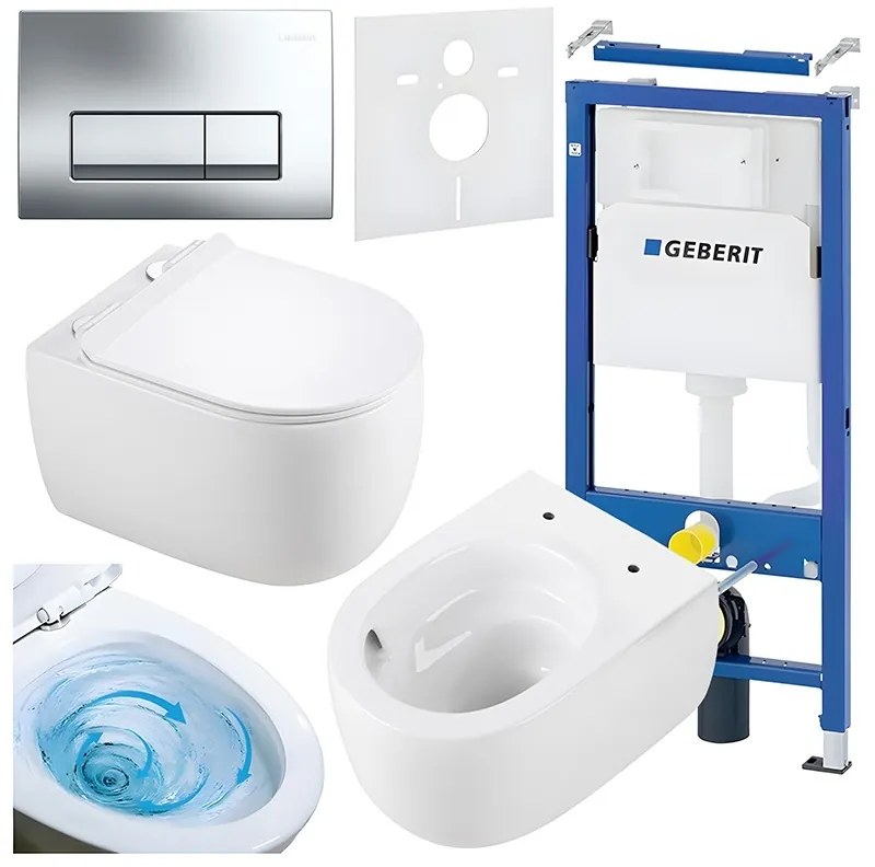 BPS-koupelny Podomítkový modul Geberit DuoFix s WC mísou LE-WH-TR-01 + ovládací tlačítko Delta 50 chrom