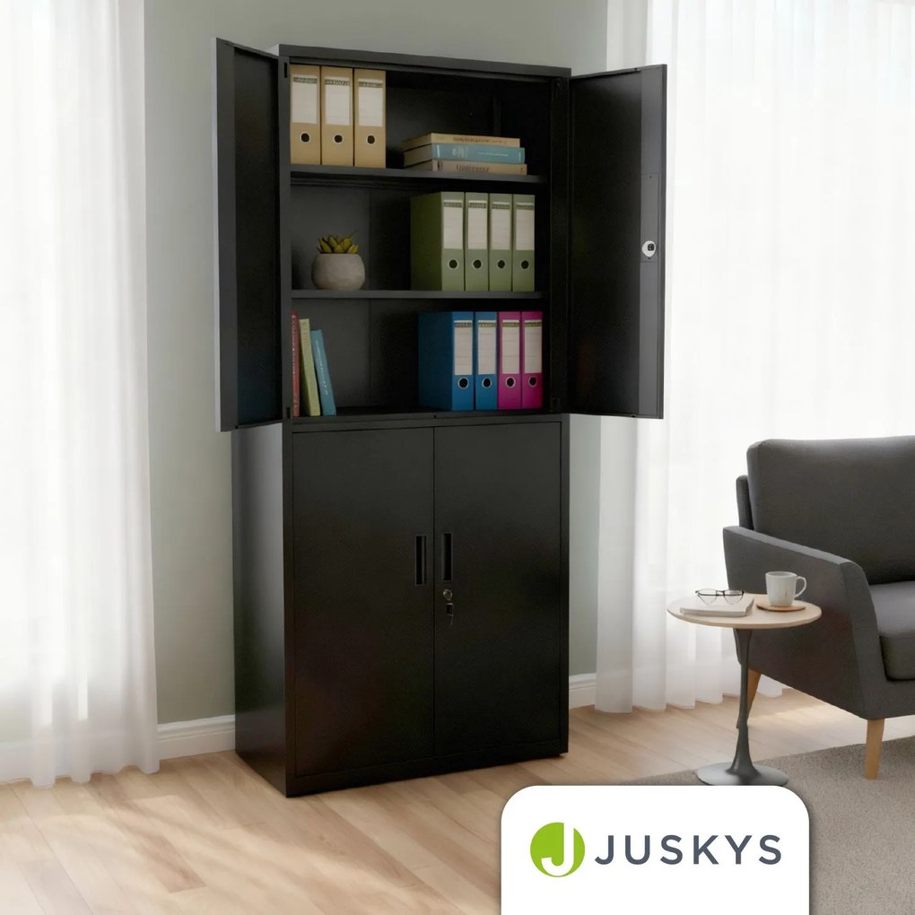 Juskys Uzamykatelná kovová skříň na dokumenty Barva: Bílá