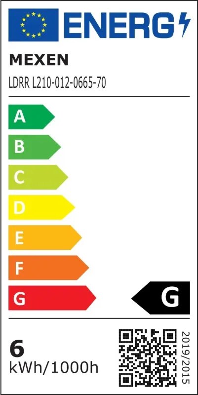 Mexen LDRR, LED stropní svítidlo na zapuštění, průměr 12 cm 12 cm, 6W, studená - 6500K, 450 lm, černá - L210-012-0665-70