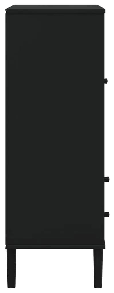 Skříňka SENJA ratanový vzhled černá 90 x 40 x 112 cm borovice - Default Title