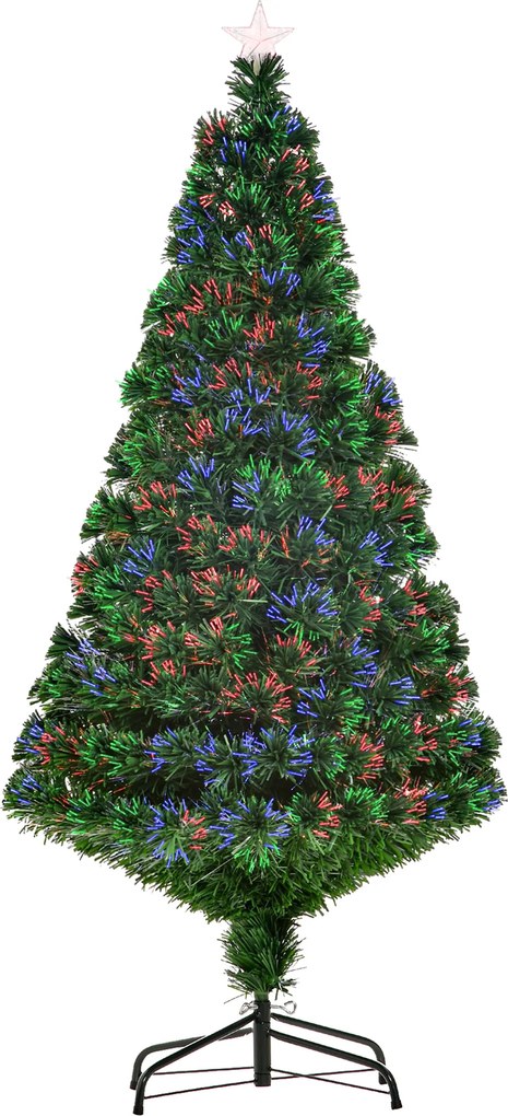 Aosom Umělý vánoční stromek 150 cm s uhlíkovým vláknem, umělá jedle s LED osvětlením, 180 špiček, vánoční dekorace, včetně kovového stojanu pro vnitř…