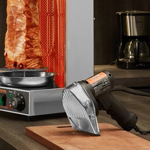 Elektrický nůž Shawarma Turecký doner Kebab Gyro kráječ na maso se 2 čepelemi