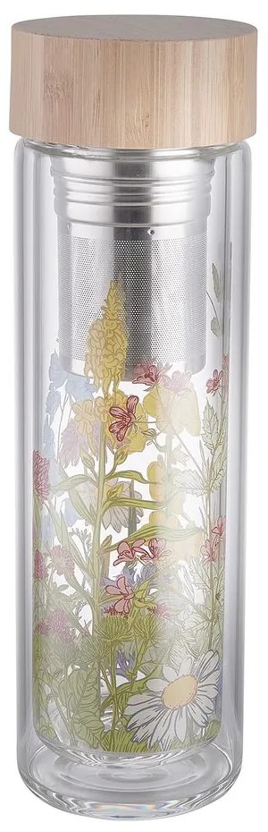 TEA TENDER Láhev na čaj s květinovým potiskem 450 ml