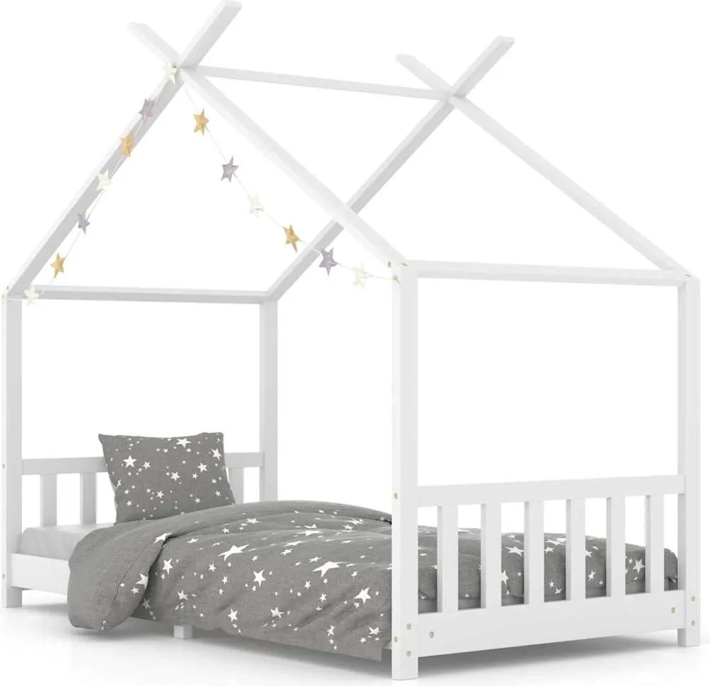Rám dětské postele bílý masivní borové dřevo 90 x 200 cm 283369