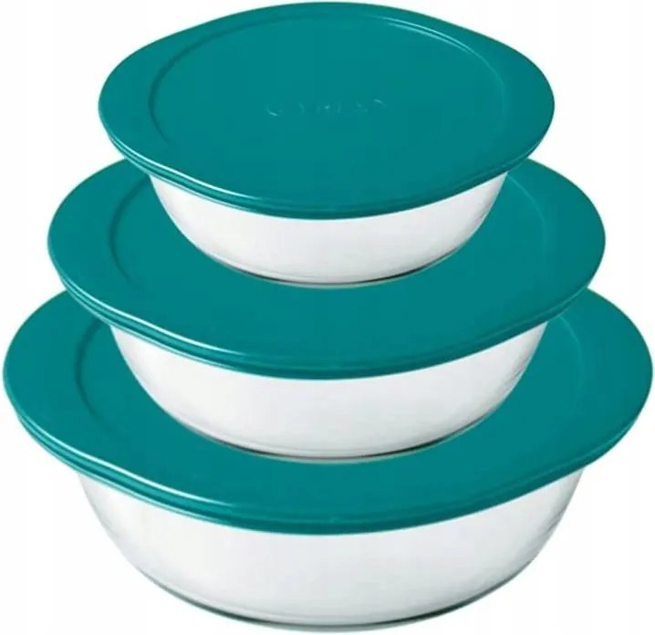 3 x Žáruvzdorná nádoba Cook & Store Pyrex 0,35 L+ 1,1 L 2,3 L