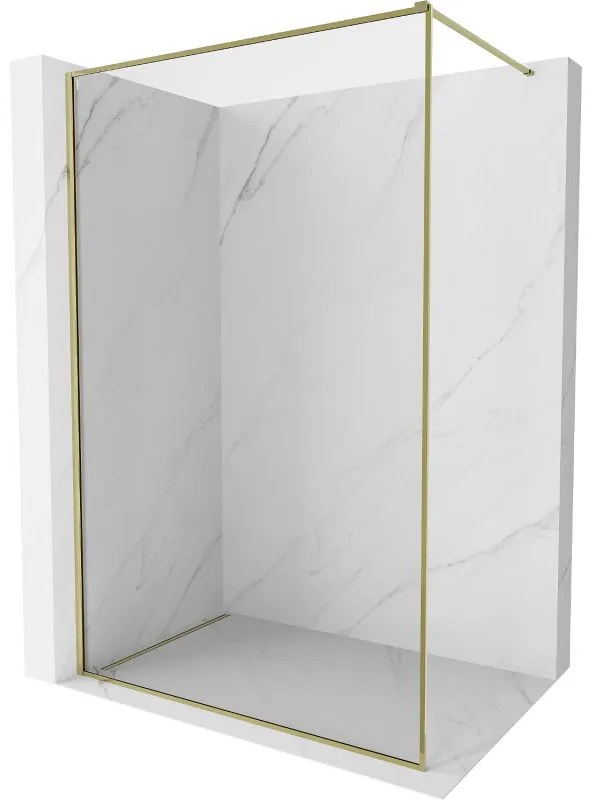 Mexen Kioto-XF sprchová stěna Walk-in s rámem 110 x 202 cm, transparentní 10 mm, zlatá - 800-110-104-50-00-X