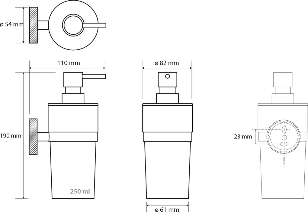 Sapho Sapho, LARISSA mýdlenka 250ml, mléčné sklo, chrom, WS019