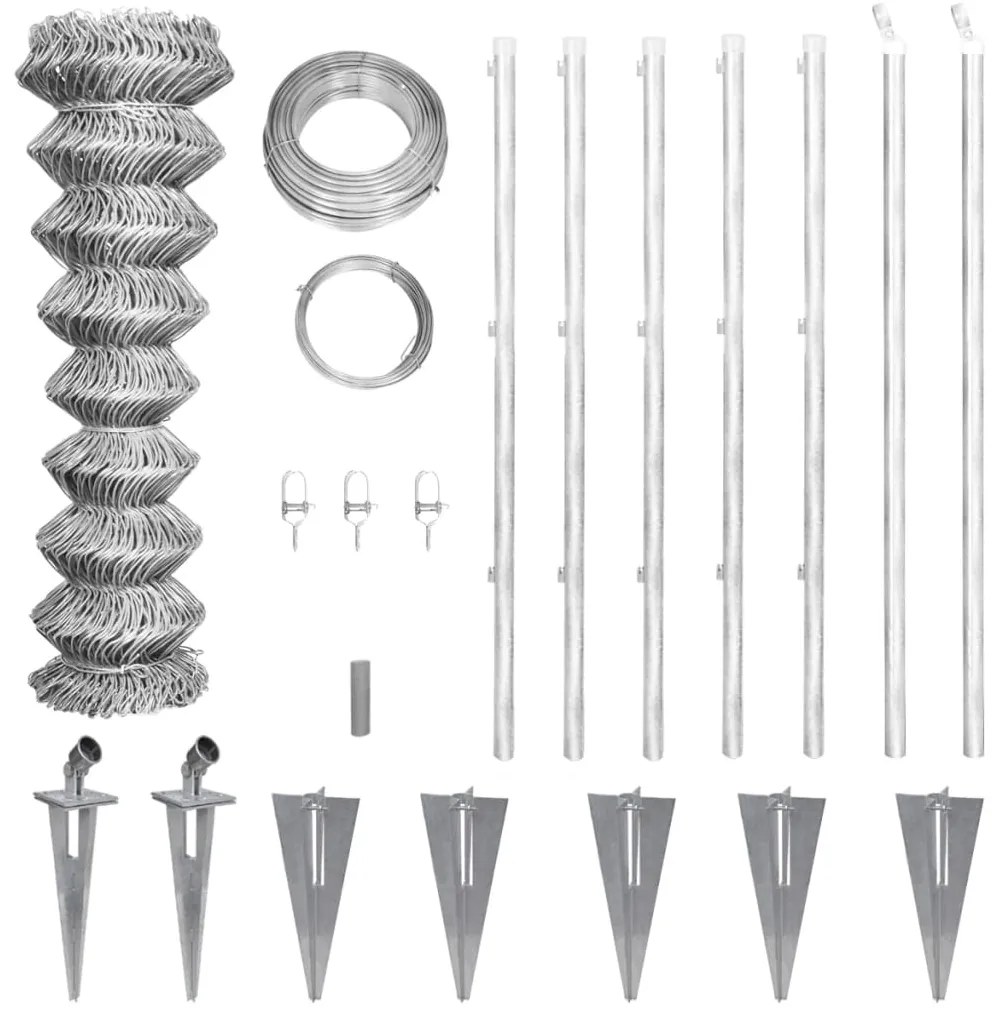 Drátěné pletivo se sloupky a kolíky pozinkovaná ocel 15 x 1,5 m 141505