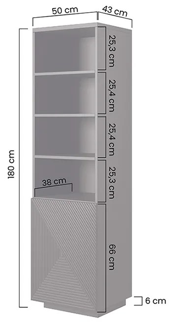Regál Asha 50 cm - dub artisan / černý mat