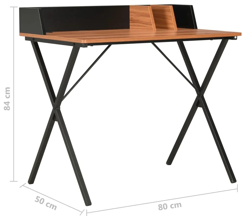 vidaXL Psací stůl černý a hnědý 80 x 50 x 84 cm