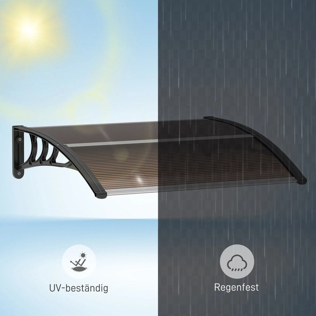 Outsunny stříška na vchodové dveře Polykarbonátová stříška, odolná proti povětrnostním vlivům, hnědá, 120x75cm| Aosom