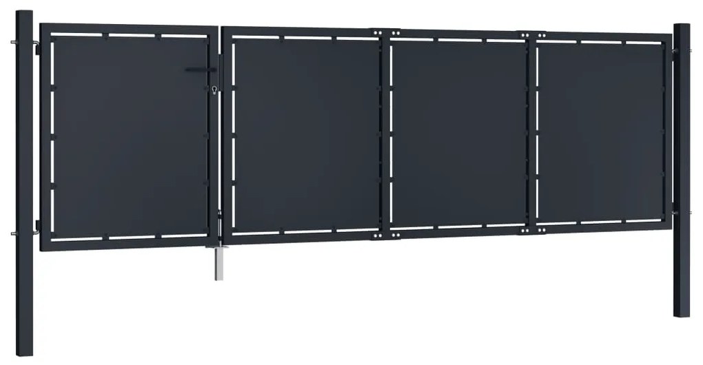 vidaXL Marketos Zahradní brána ocelová 350 x 100 cm antracitová