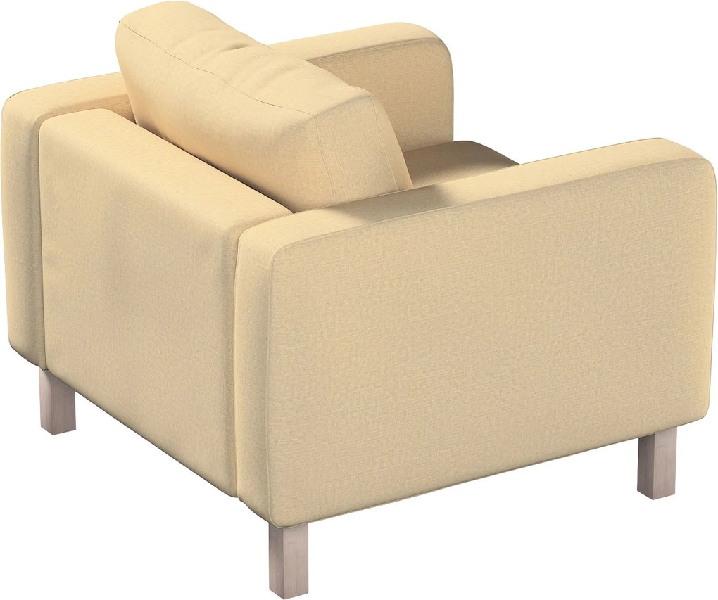 Potah na křeslo IKEA Karlstad, krátký barva béžová látka lesklé, pletený vzor