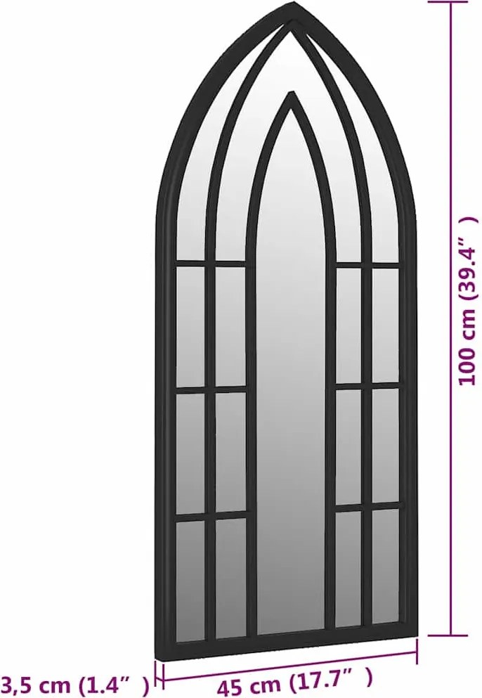 Zrcadlo černé 100 x 45 cm železo do interiéru 3093524