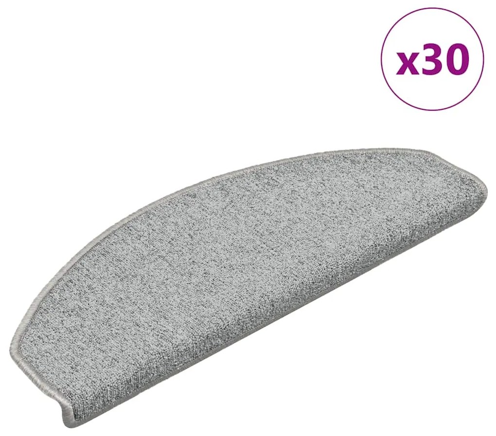 Schodové rohože 30 ks 65 x 24 x 4 cm světle šedé, půlkulaté, velké 3365762
