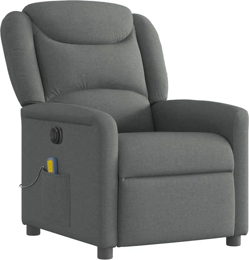 Elektrické masážní polohovací křeslo tmavě šedé textil 3303185