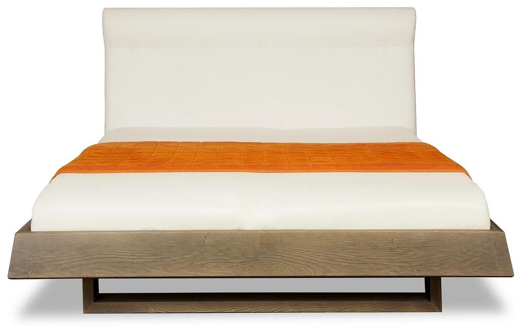 Krajča Manželská postel z masivu Claudio 160 x 200 cm (jasan) Povrchová úprava: Barevný lak RAL, Druh dřeva: Jasan, Barva čalounění: Šedá