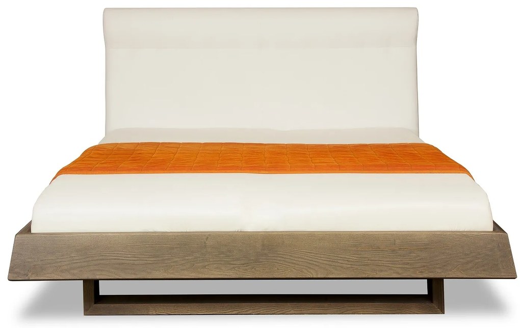Krajča Manželská postel z masivu Claudio 160 x 200 cm (jasan) Povrchová úprava: Karamel, Druh dřeva: Jasan, Barva čalounění: Hnědá