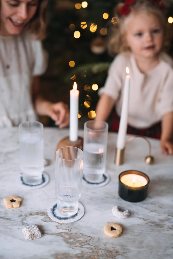 Ferm Living Sklenice Ripple Long 300 ml – set 4 ks, čirá barva, sklo