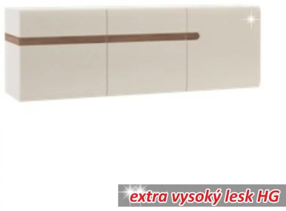 Visící skříňka, bílá extra vysoký lesk HG / dub sonoma tmavý truflový, LYNATET TYP 67