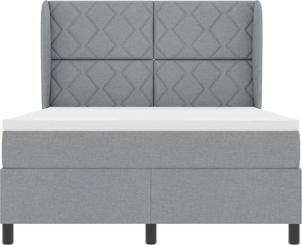 Postel s boxspringem s čelo Světle šedá 160 x 200 cm textil 3340634