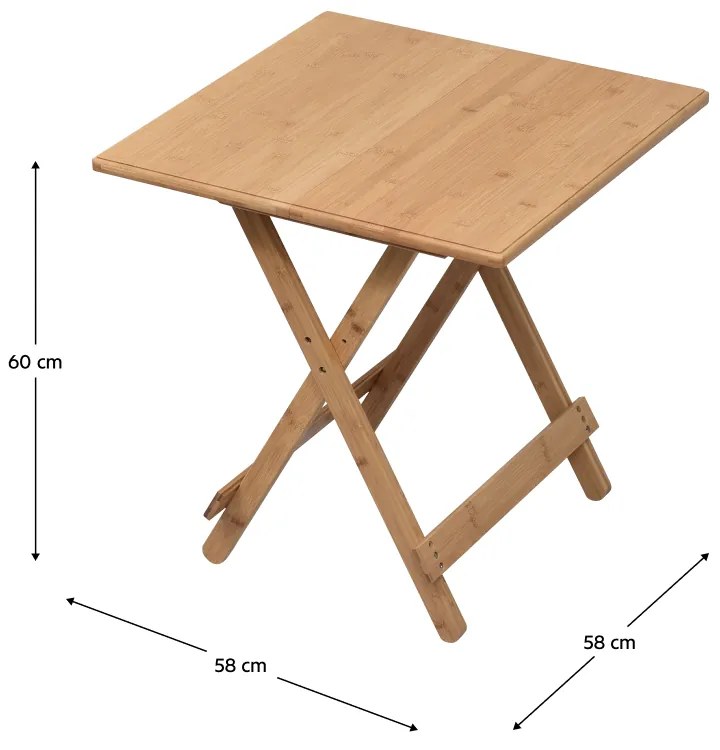 Kondela Stůl, přírodní bambus, 58x58 cm, DENICE